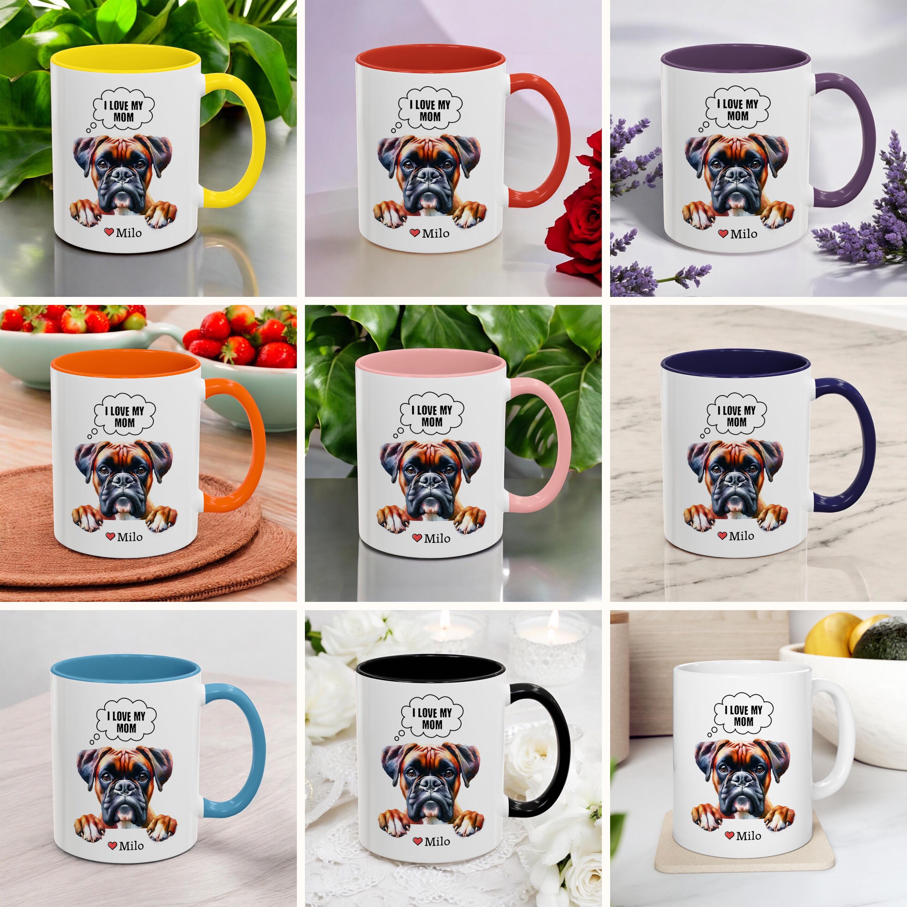 Personalized Boxer Ceramic Mug, Custom Dog Mom/dog Dad Gift, Dog Lover ...