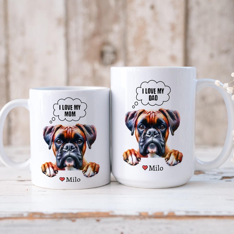 Personalized Boxer Ceramic Mug, Custom Dog Mom/dog Dad Gift, Dog Lover ...