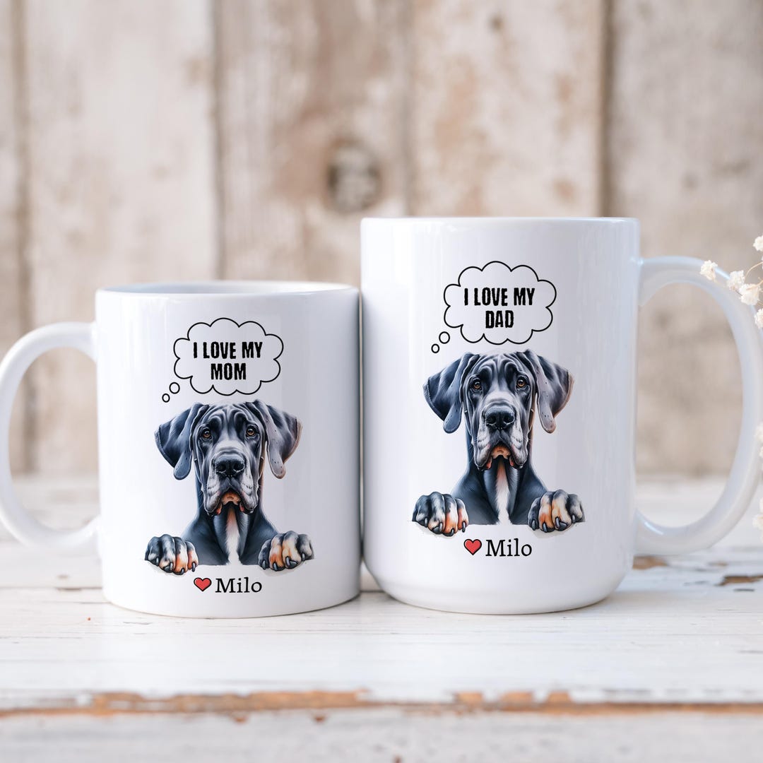 Personalized Great Dane Ceramic Mug, Custom Dog Mom/dog Dad Gift, Dog ...