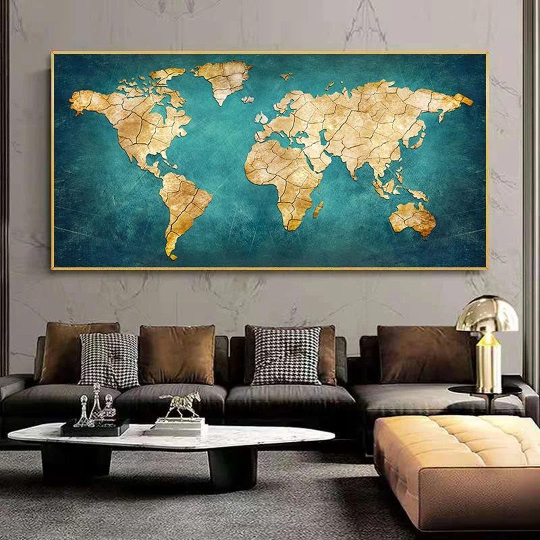 Modern Wall Decoration Art World Map Canvas Painting Posters and Prints ...