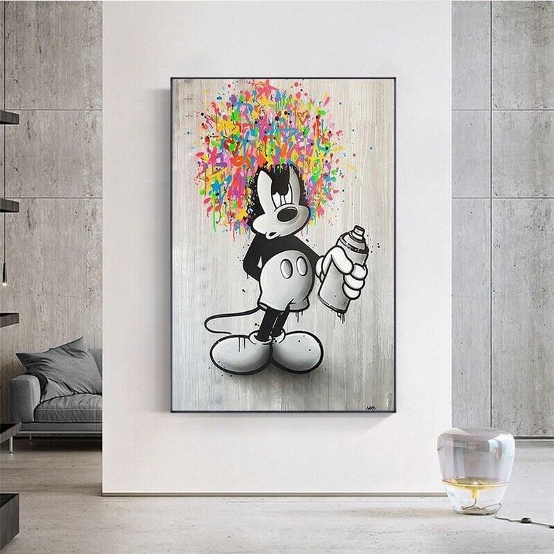 Banksy Mickey Mouse Graffiti Art Canvas Print: Street Art Home Decor - Etsy