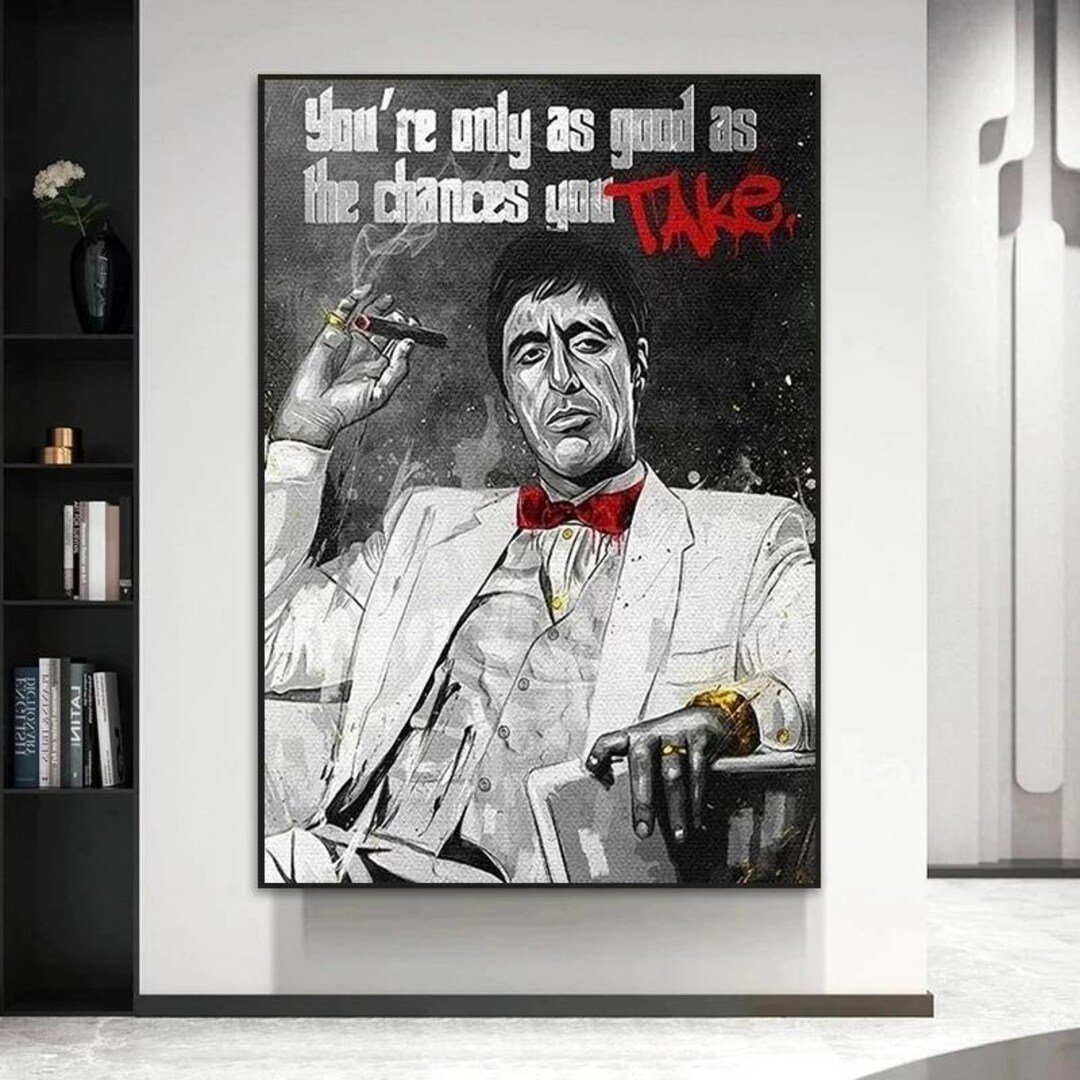 Scarface Tony Montana Canvas Art: Motivational Quote, Home Office Decor ...