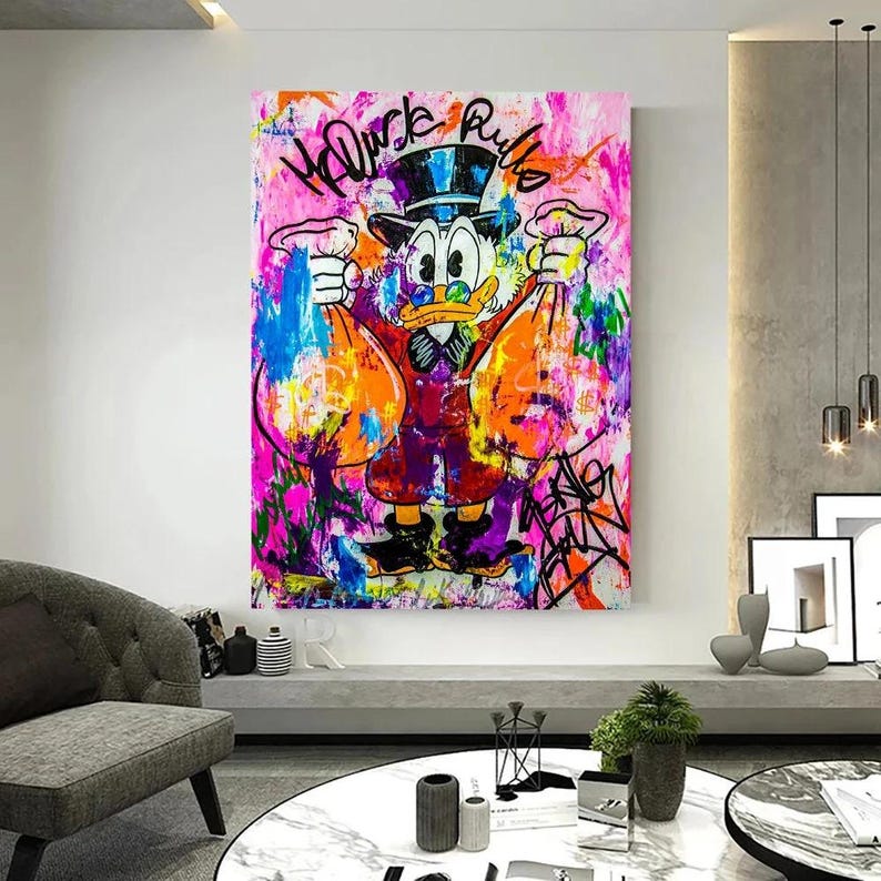 Alec Monopoly Graffiti Art Disney Donald Duck Rich Money Canvas ...