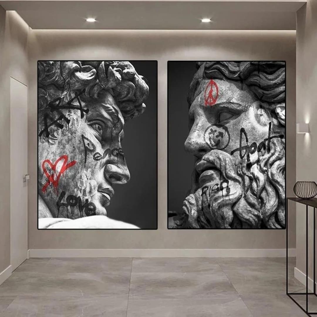 Vintage Classical Graffiti Art Statue Love Canvas Wall Art Paintings ...