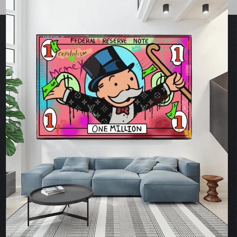 Alec Monopoly Graffiti Canvas Art: One Million Dollar Bill, Pop Street ...