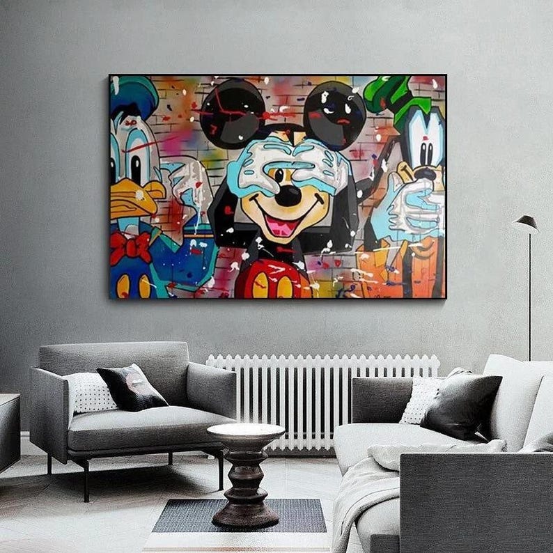 Mickey Mouse & Donald Duck Canvas Print: Kids Room Pop Art - Etsy