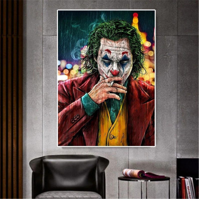 The Joker Oil Canvas Print: Comic Book Villain Wall Art - Etsy
