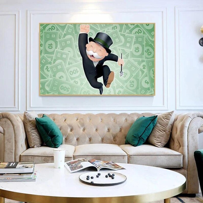 Happy Millionaire Alec Monopoly Canvas Painting Motivational Money ...