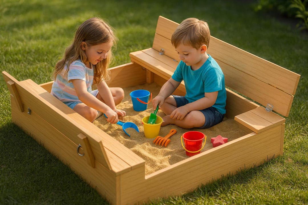 Kids Sandbox Plans Sandbox Plans for Kids With Bench Lid Wooden Sandpit ...