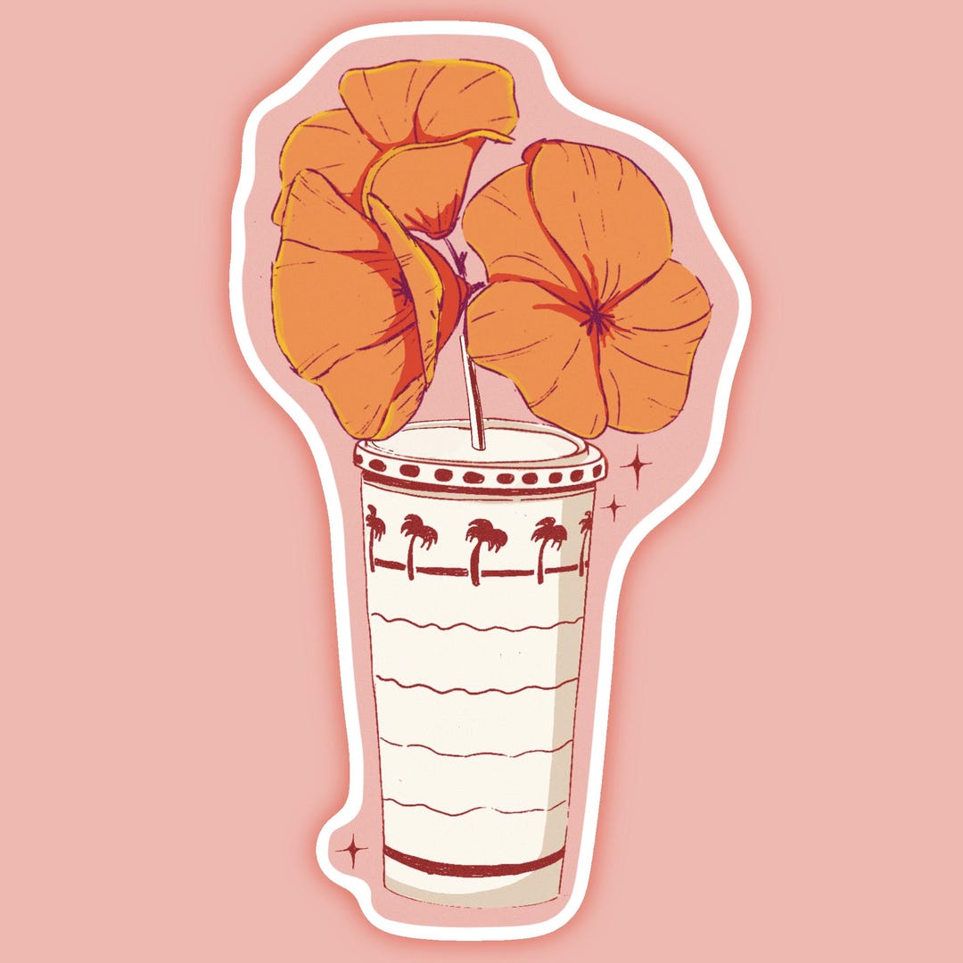 California Poppy In-n-out Sticker: West Coast Foodie Gift - Etsy