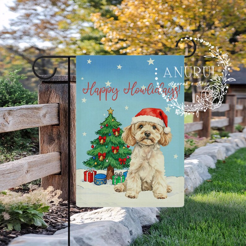 Personalized Happy Howlidays Dogs Garden Flag,custom Christmas Pet With ...