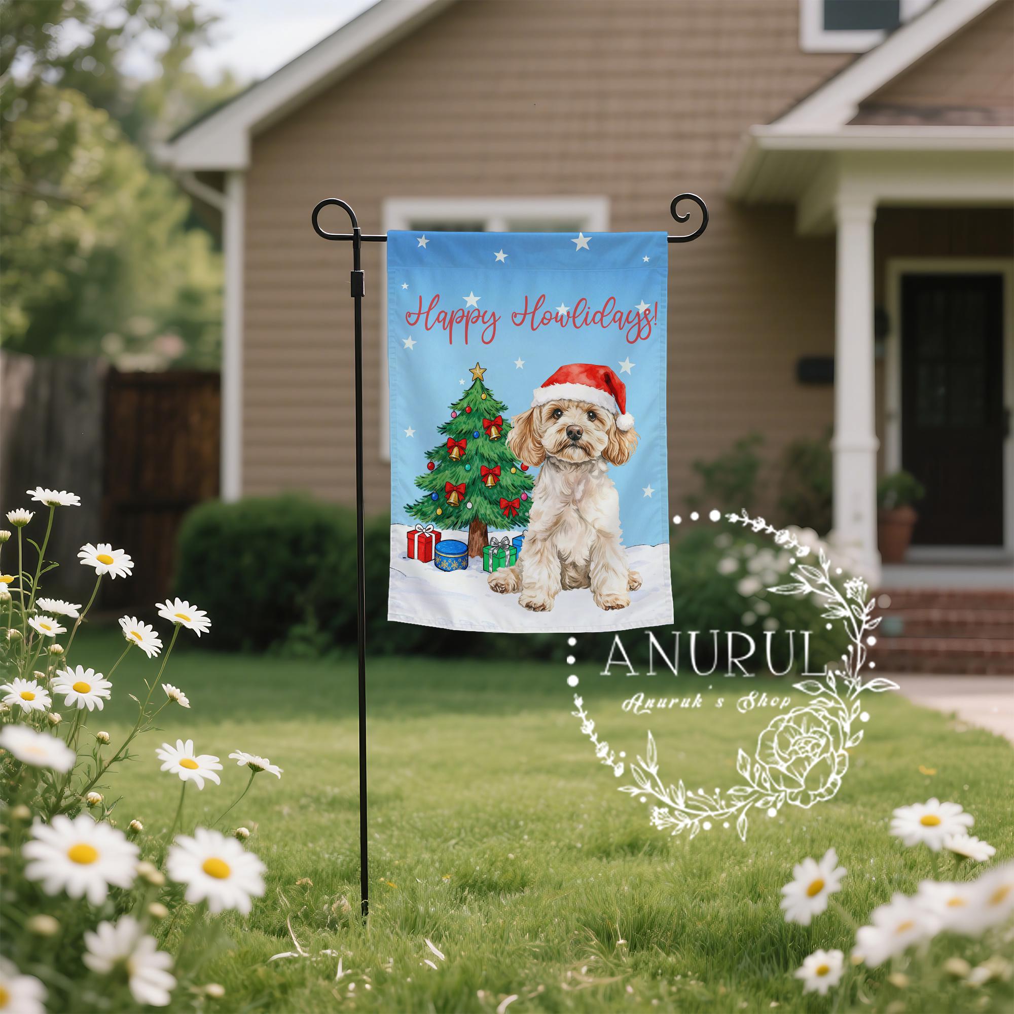 Personalized Happy Howlidays Dogs Garden Flag,custom Christmas Pet With ...