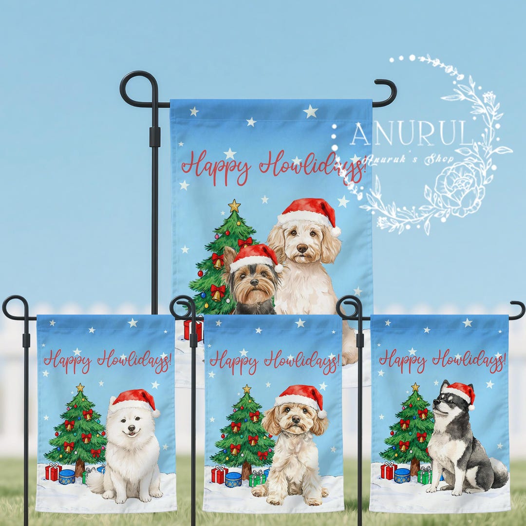 Personalized Happy Howlidays Dogs Garden Flag,custom Christmas Pet With ...