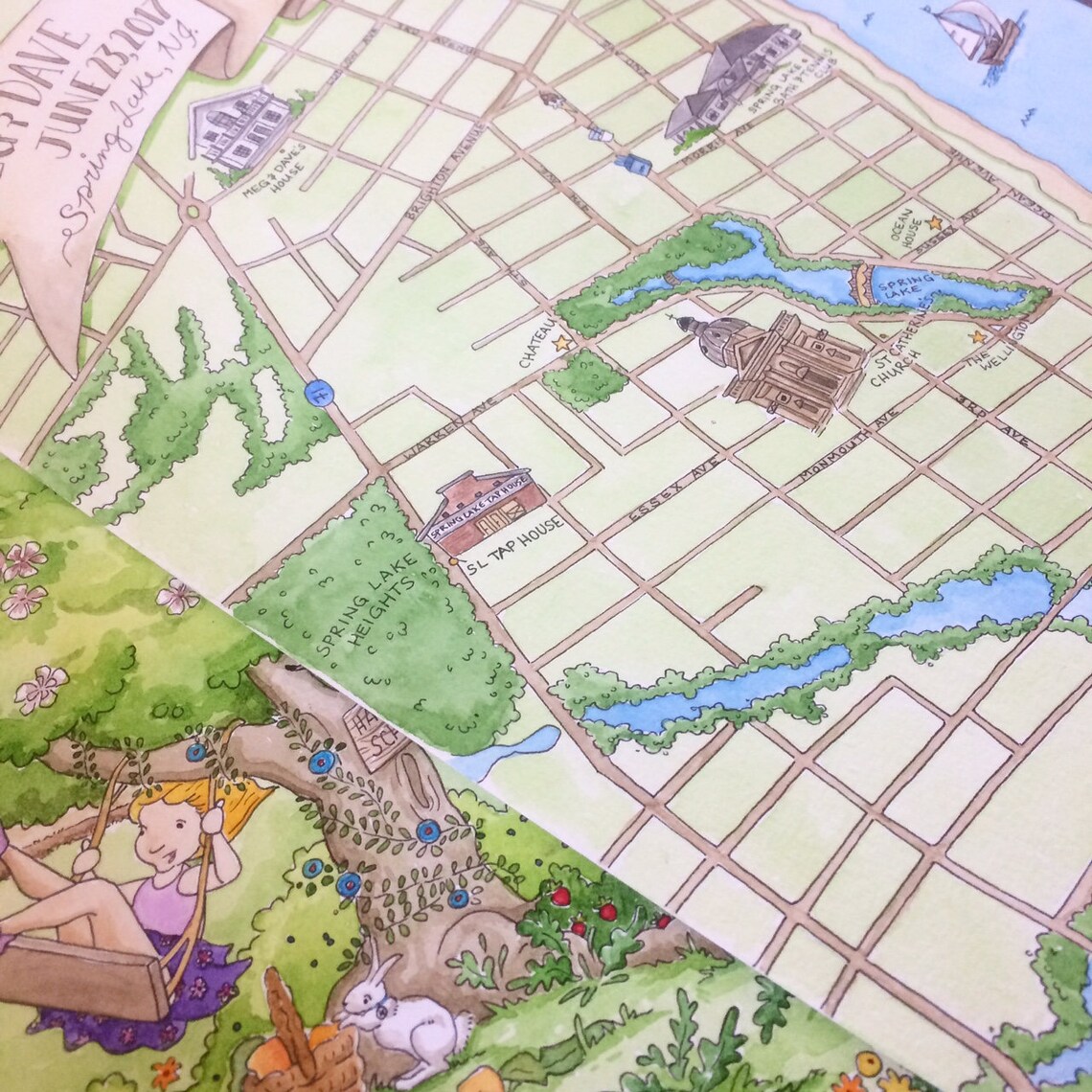 Custom MAP Painted Wedding Venue Map Original Painting and | Etsy