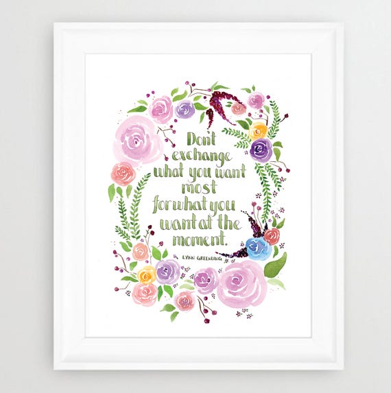 Floral Wreath WATERCOLOR ART QUOTE Watercolor Print | Etsy