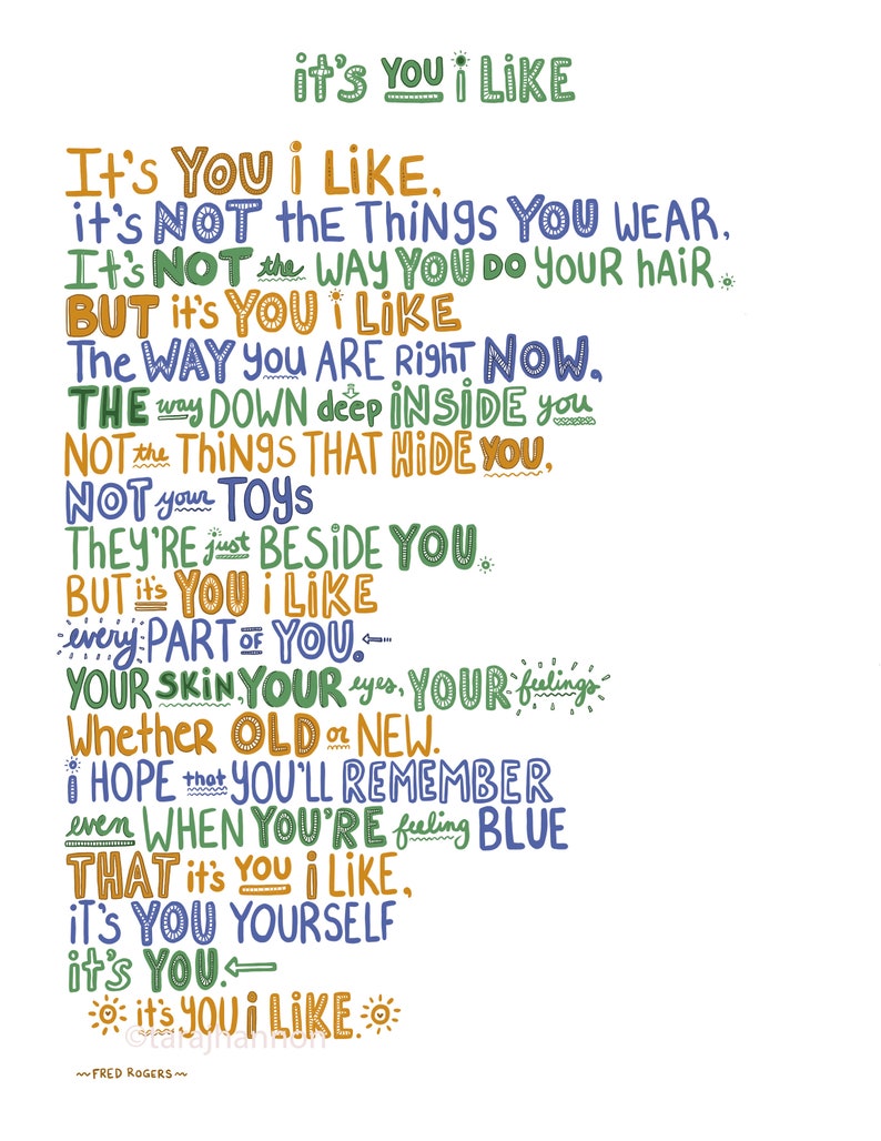 It's You I Like Mr Rogers Quote Print Fred Rogers - Etsy