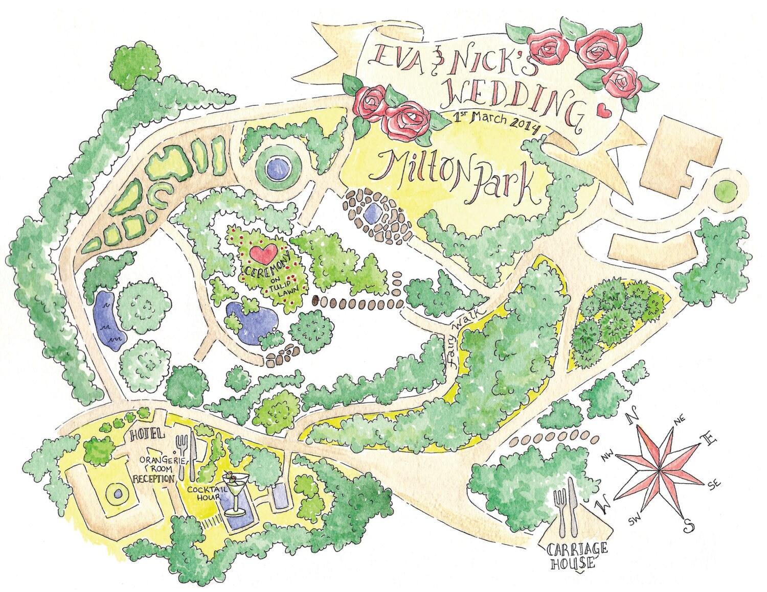 Custom MAP Painted Wedding Venue Map, Original Painting and Printable ...