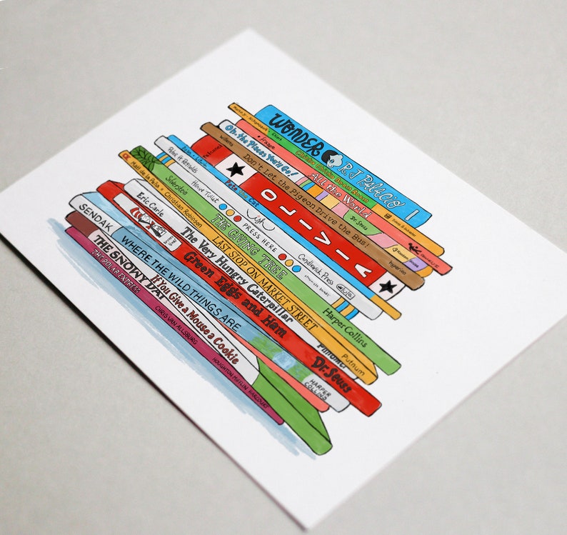 Children's Book Print Colorful NUSERY Print BOOKS - Etsy