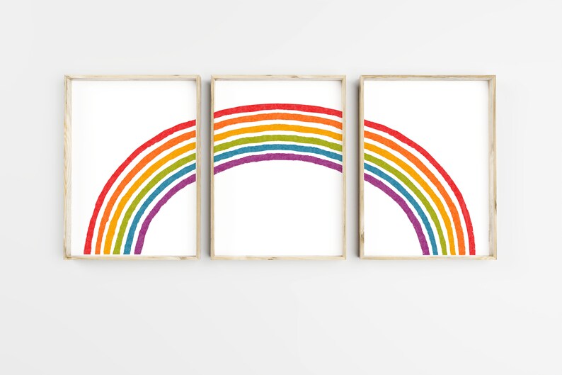 Rainbow Art Colorful Three Print Set Kids Art Decor - Etsy