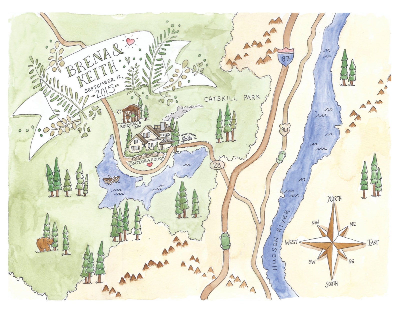 Custom MAP Painted Wedding Venue Map, Original Painting and Printable ...