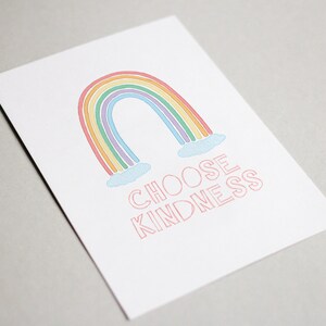 Etsy Art Print, Choose KINDNESS, RAINBOW, Wall Art, Sweet Art Print ...