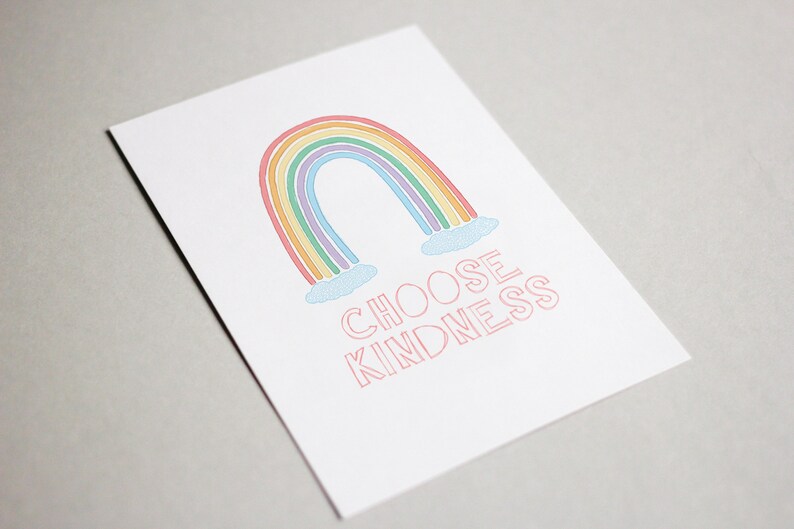 Etsy Art Print, Choose KINDNESS, RAINBOW, Wall Art, Sweet Art Print ...