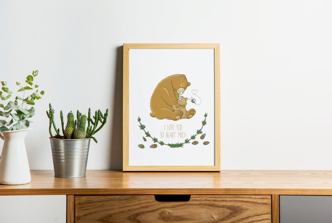 I LOVE You Beary Much Children's Art NURSERY Decor Bear - Etsy