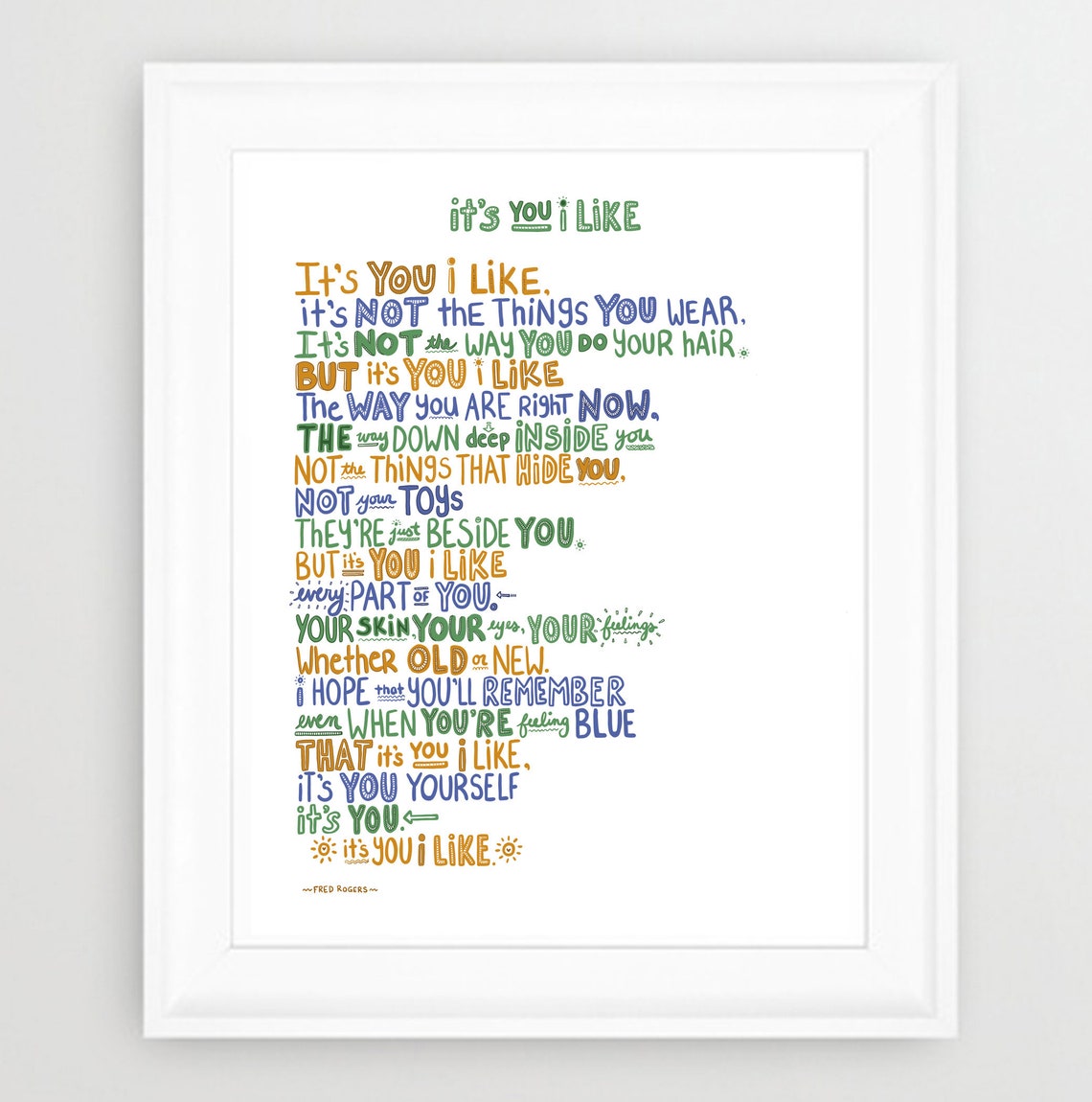 It's You I Like, Mr. Rogers Quote - Fred Rogers - Print for Parents ...