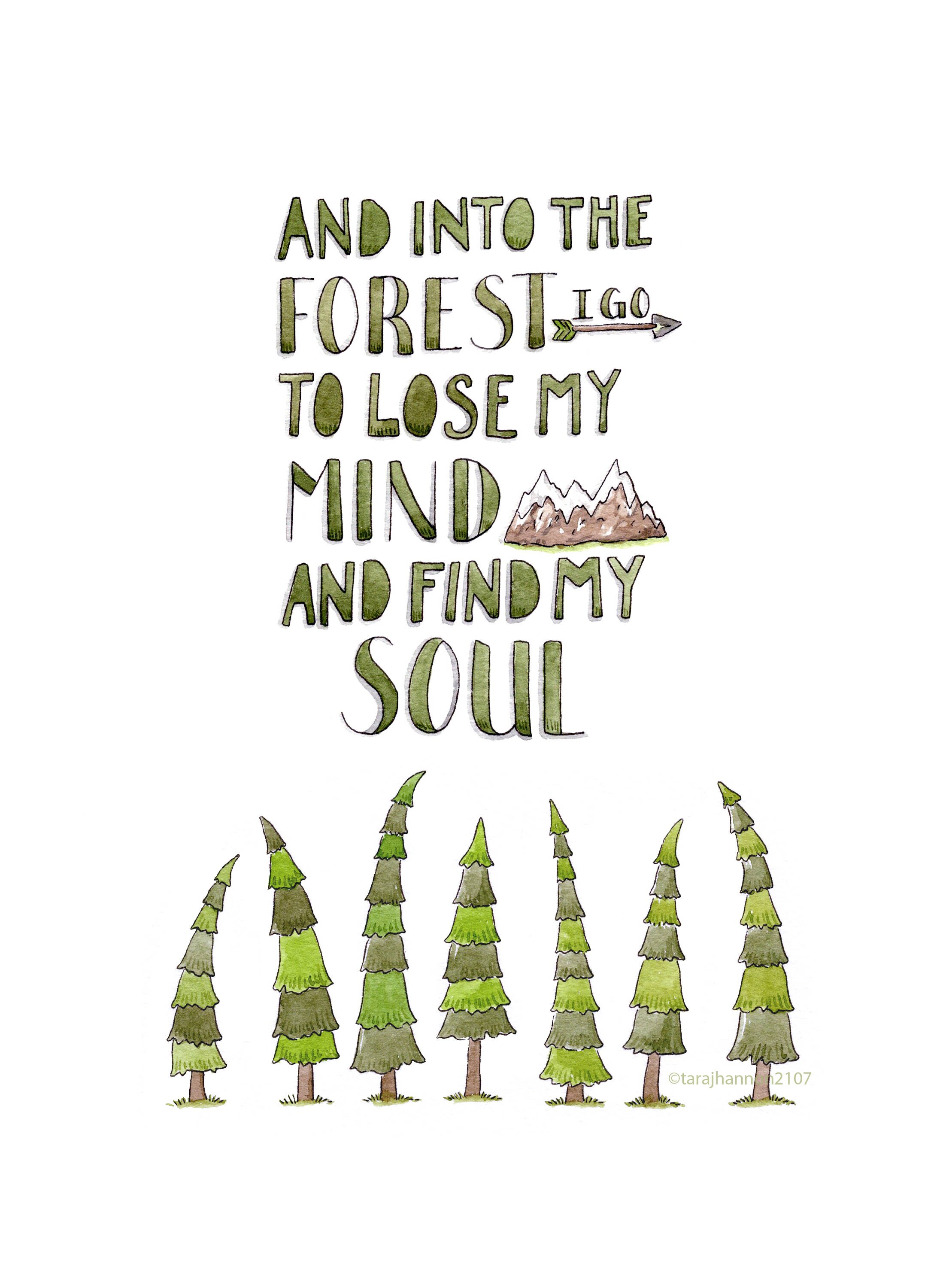 QUOTE Print Nature Art Watercolor Print WOODLAND Home | Etsy