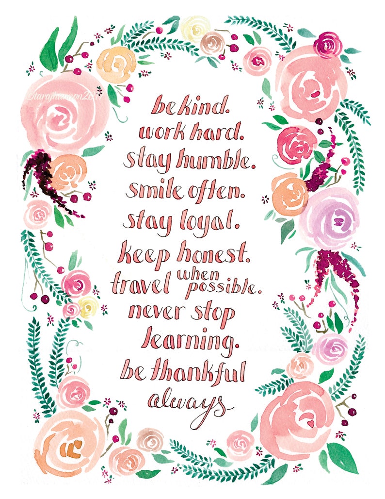 Floral Wreath WATERCOLOR ART, QUOTE, Watercolor Print, Flowers ...