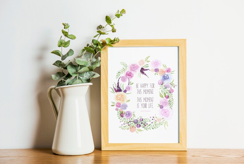 Floral Wreath WATERCOLOR ART, QUOTE, Happiness, Mindfulness, Peace ...