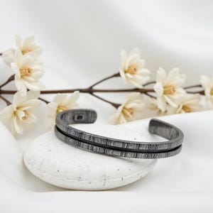 Groove Damascus Steel Bracelet for Men Cuff Handcrafted Bracelet for ...