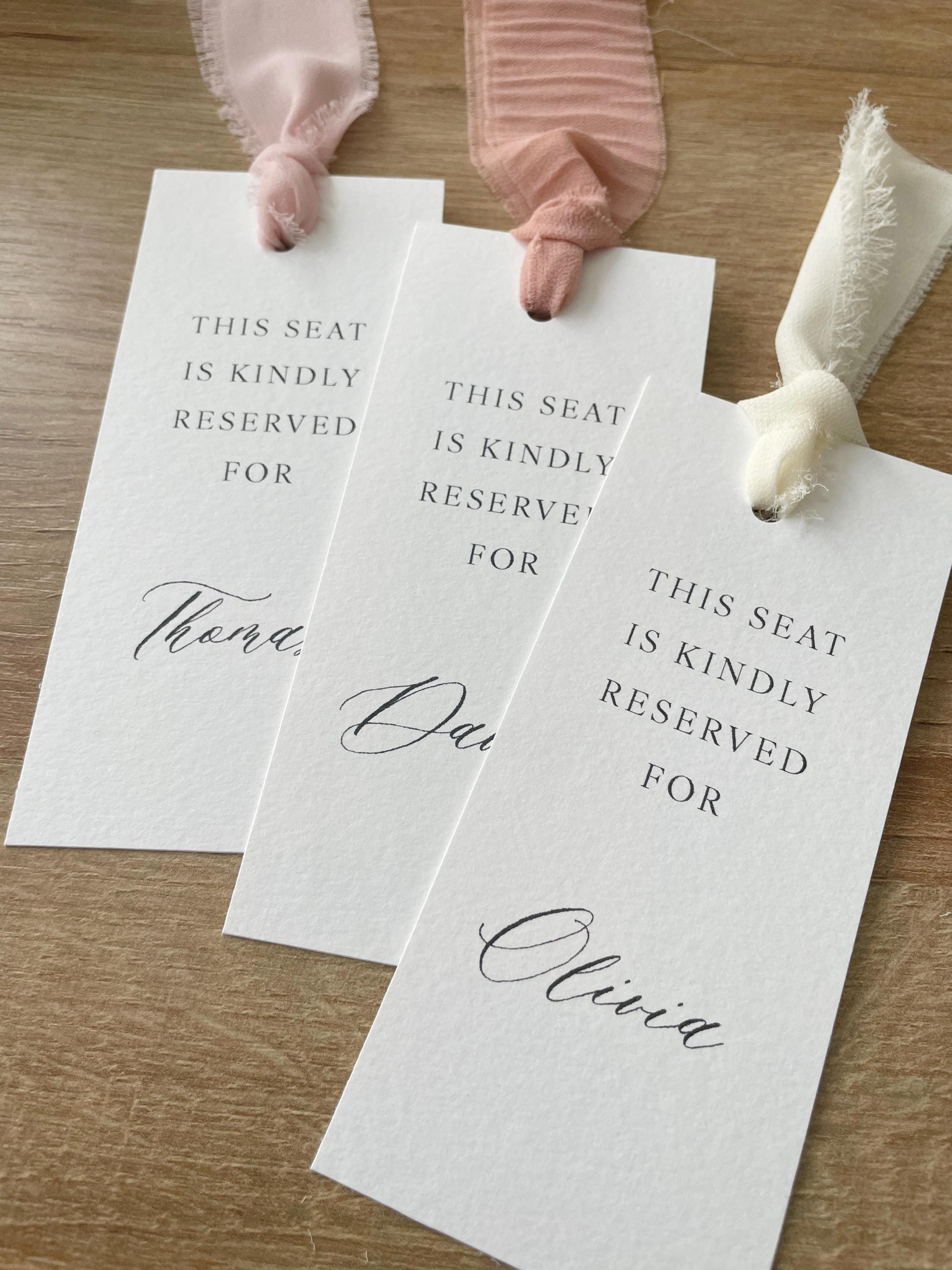 Wedding Reserved Seat Tag, Personalised Seat Holder, Reserved Seat Tag ...