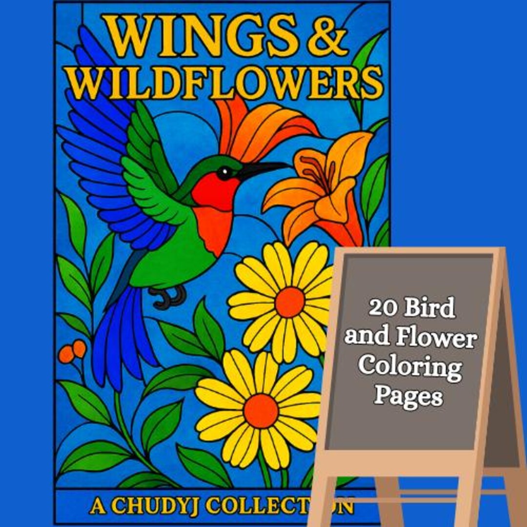 Wings & Wildflowers Printable Coloring Book | Bird and Flower Pages ...