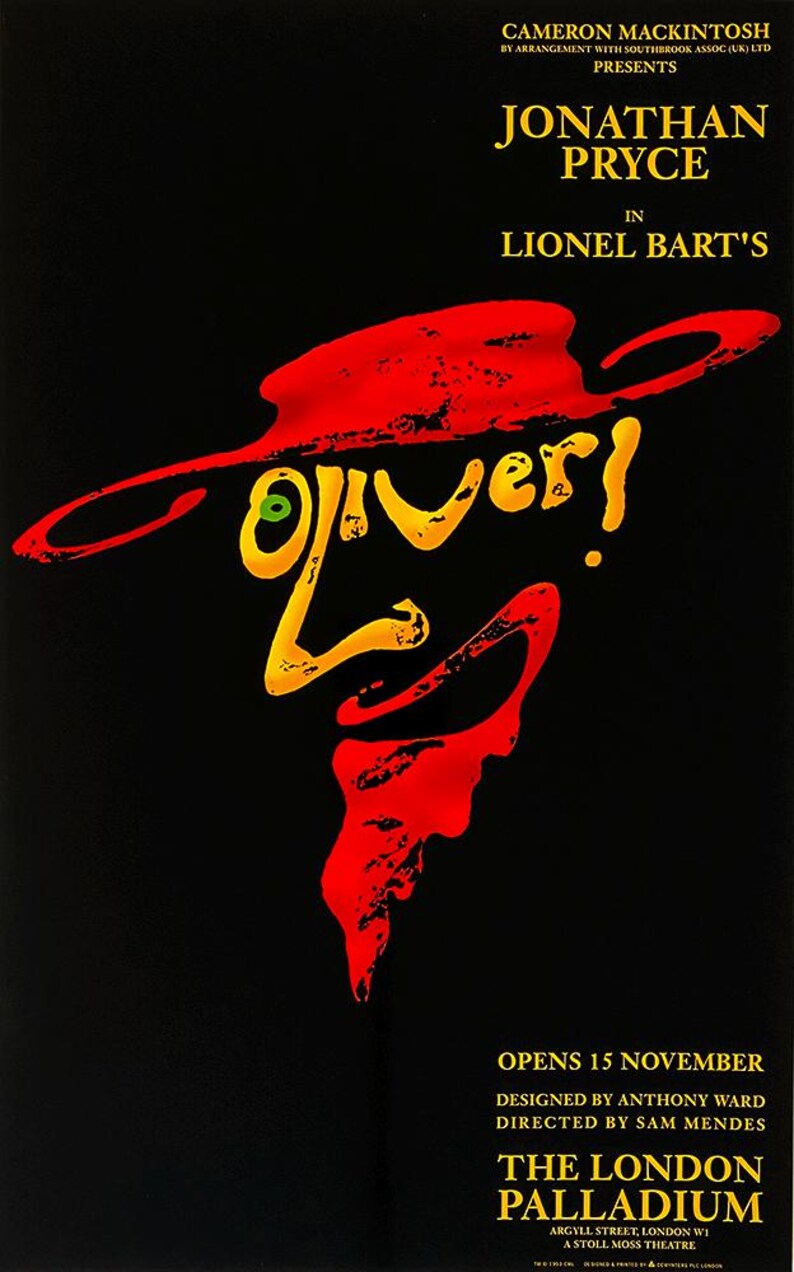 Original 1994 West End Theatre Poster for Oliver in Excellent Condition ...