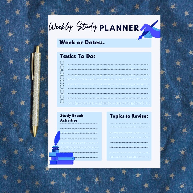 Printable College Student Planner, Digital Academic Planner, Study ...