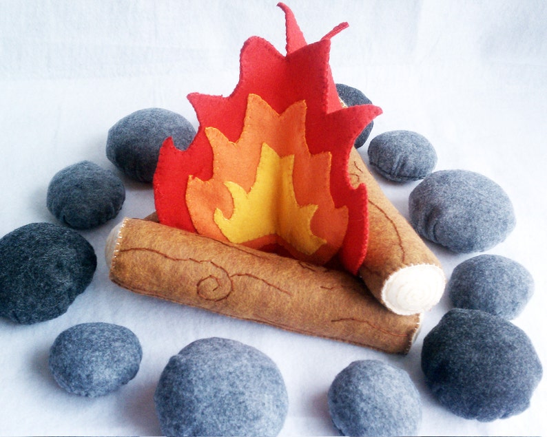 Felt Campfire Plush Playset Flames Logs And Rocks Etsy