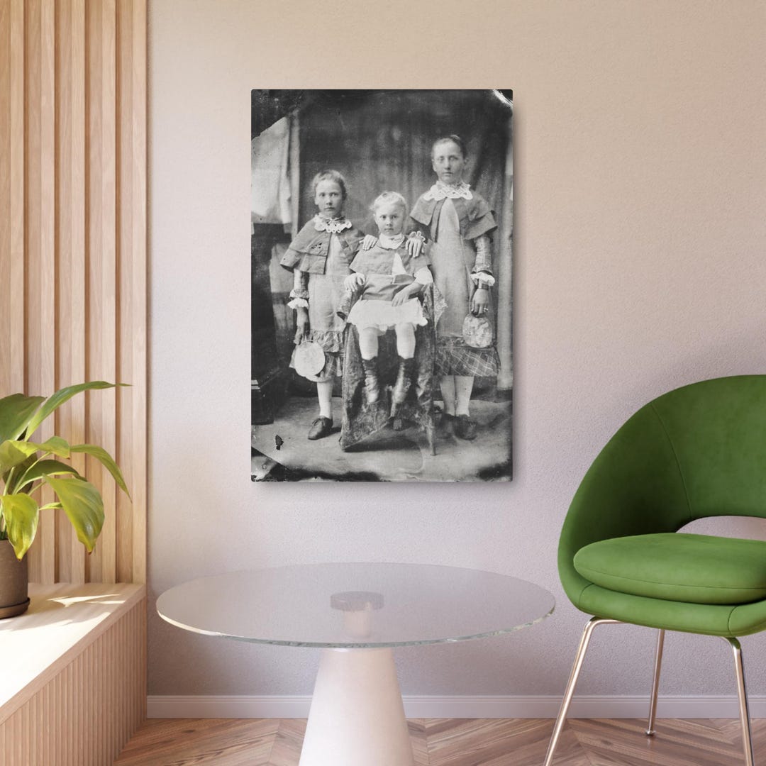 Vintage Tintype 1880s Children Metal Art Sign | Rustic Wall Decor ...