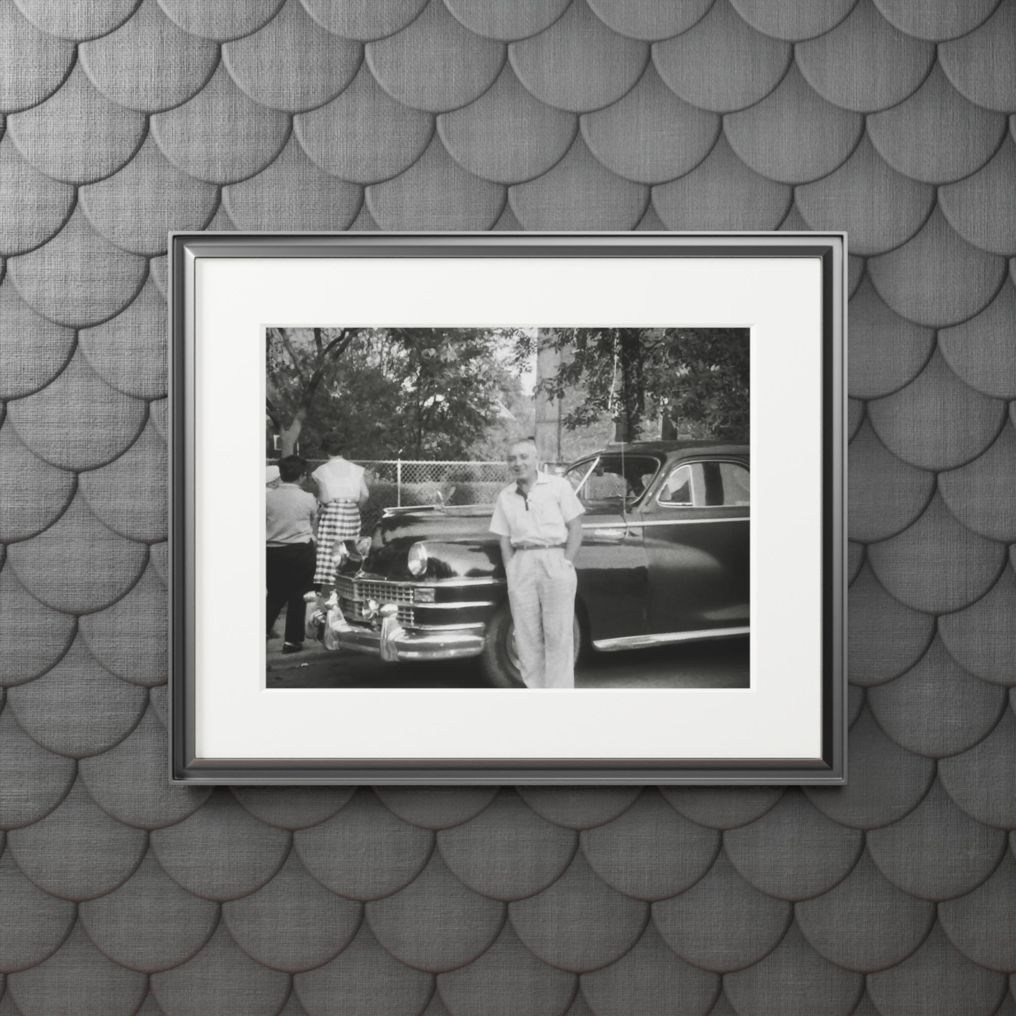 Vintage Black & White Car Art Print | Elegant Passepartout Frame ...