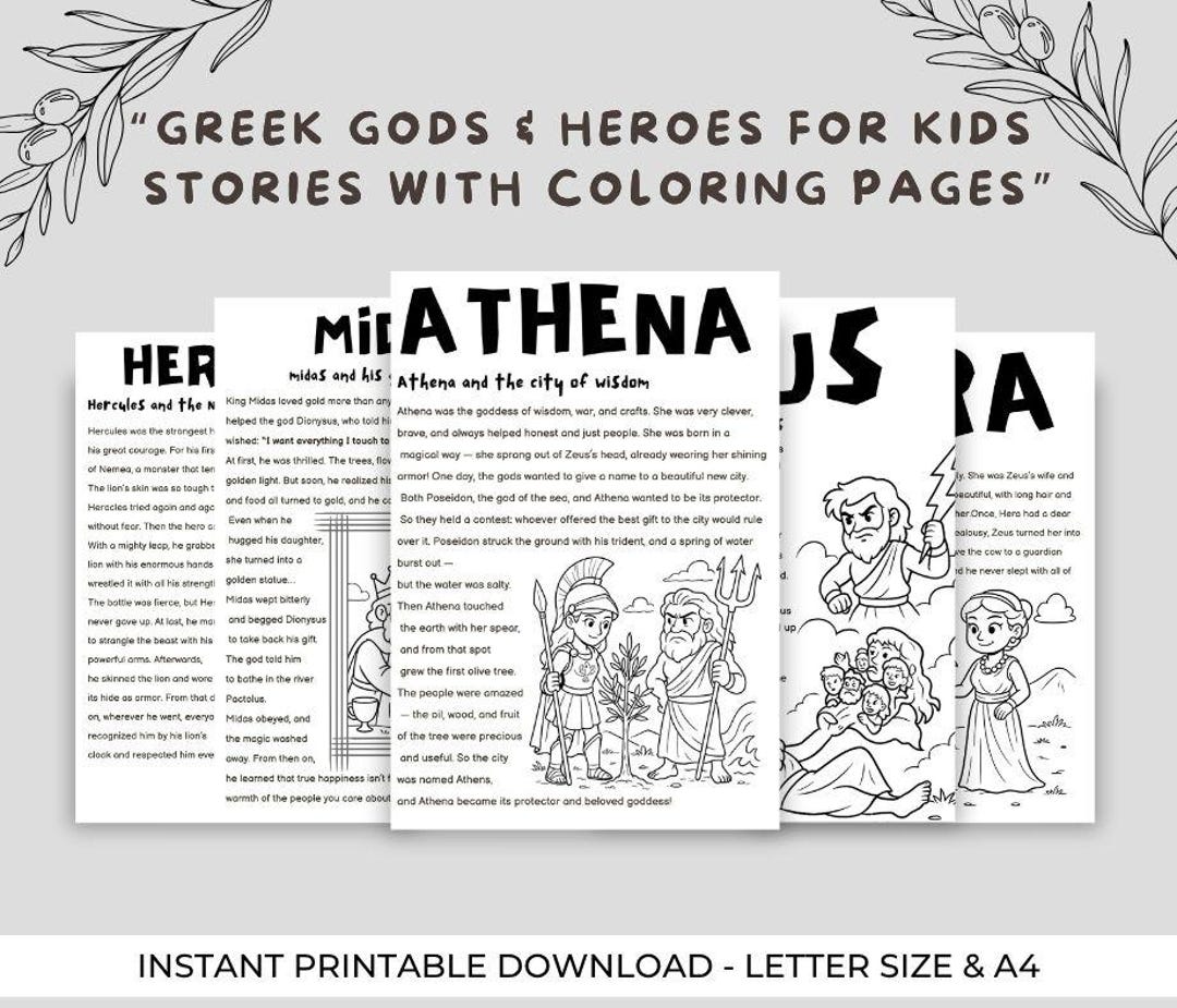 Greek Mythology Stories for Kids: 10 Gods & Heroes (printable PDF) - Etsy