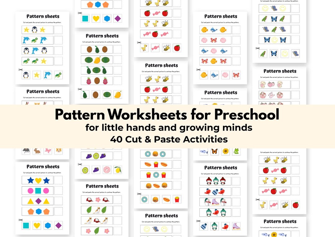 Pattern Worksheets for Preschool – Cut and Paste Patterns, Visual ...