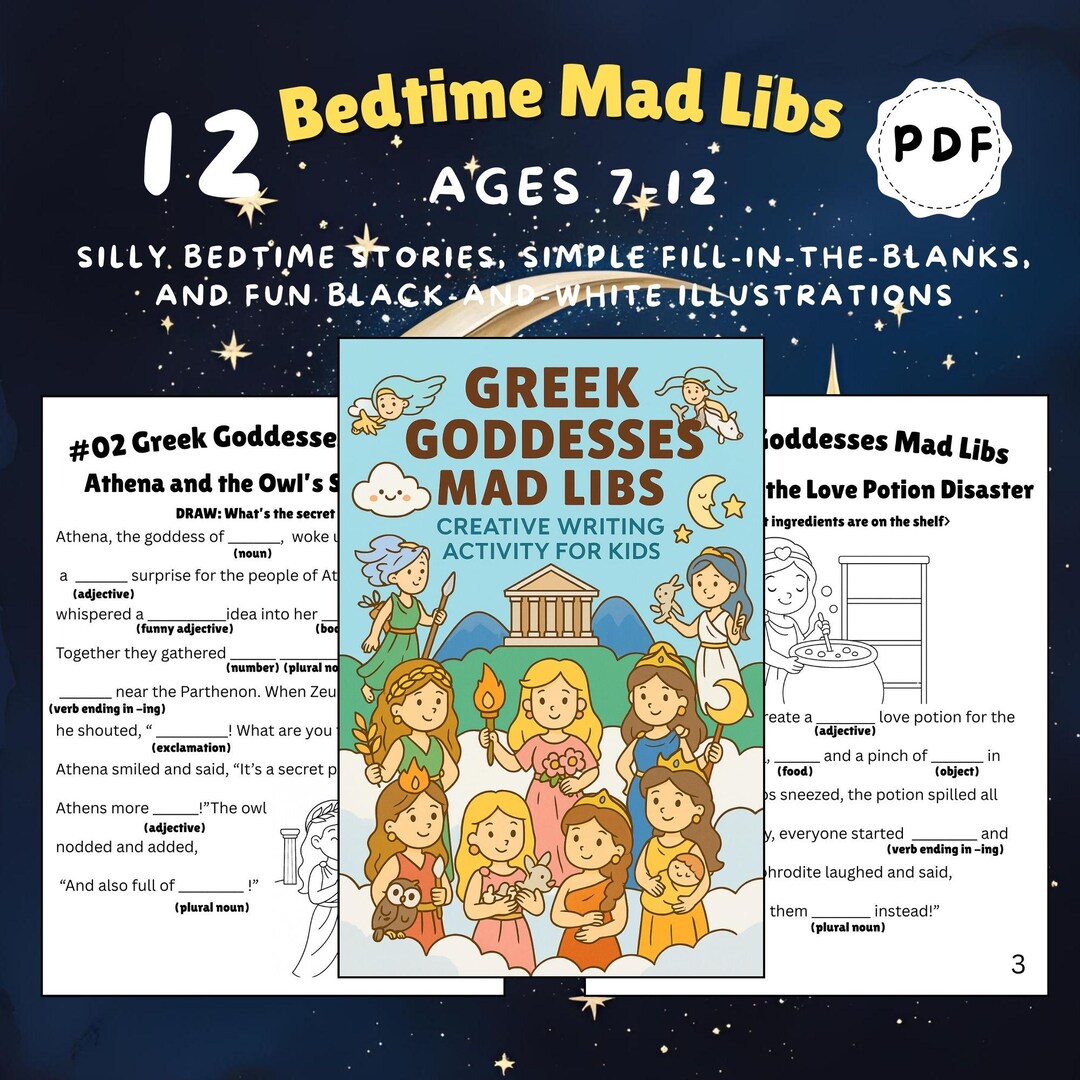 Greek Goddesses Mad Libs – Greek Mythology Creative Writing & Coloring ...