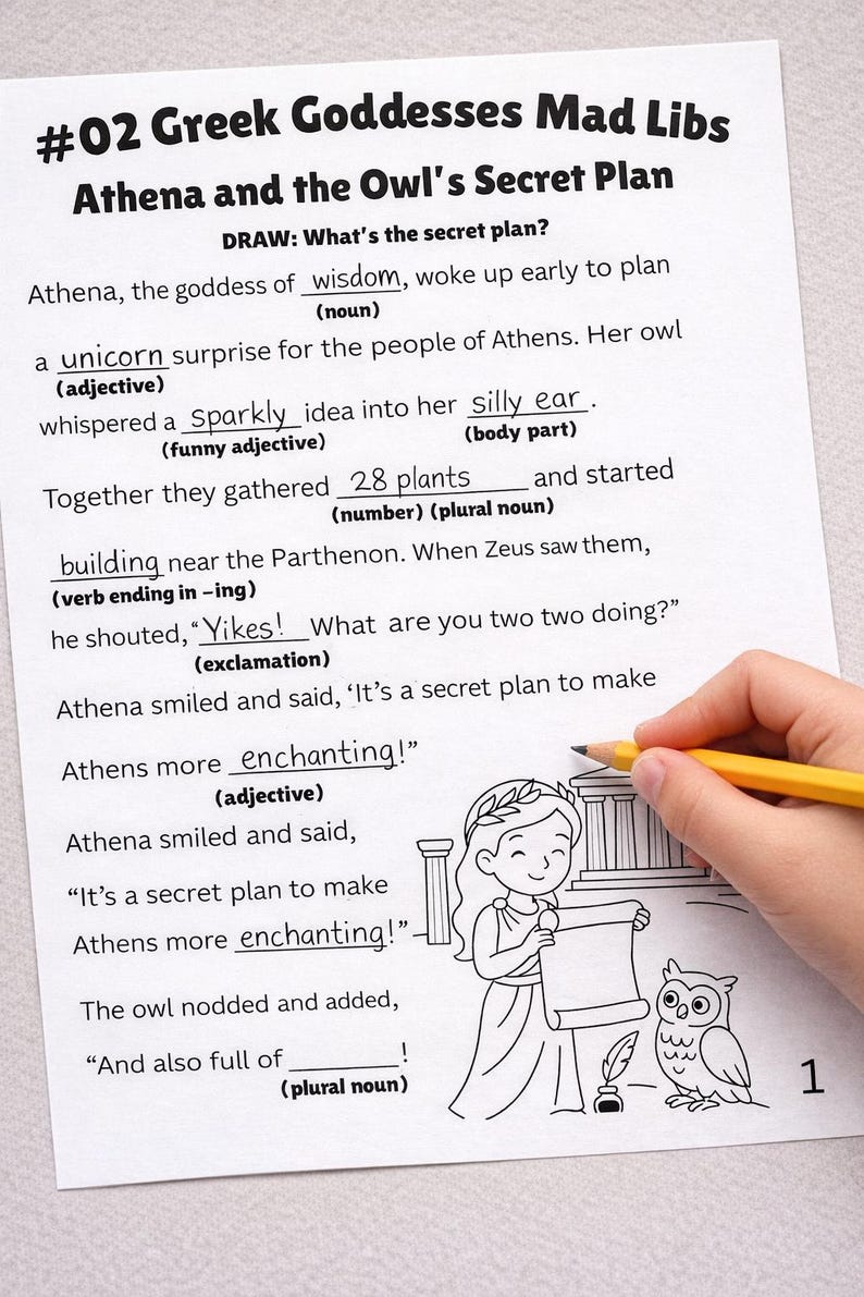 Greek Goddesses Mad Libs – Greek Mythology Creative Writing & Coloring ...