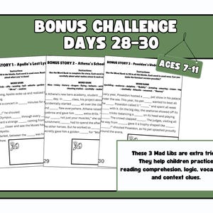 Greek Mythology Mad Libs 30 Day Challenge | Greek Gods Writing Activity ...