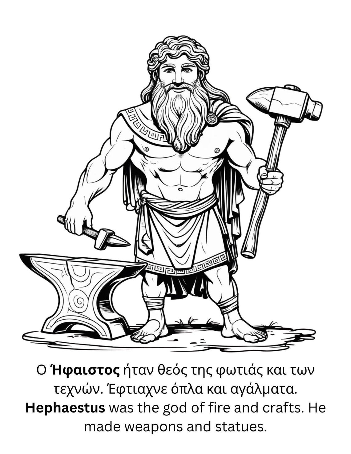 Greek Gods Coloring Book: Bilingual Mythology, 12 Olympians (PDF) - Etsy