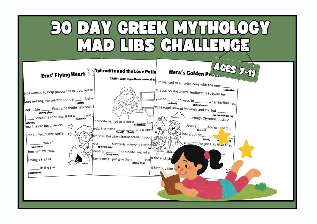 Greek Mythology Mad Libs 30 Day Challenge | Greek Gods Writing Activity ...