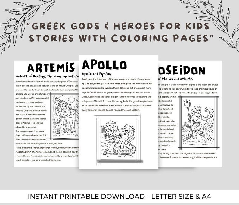 Greek Mythology Stories for Kids: 10 Gods & Heroes (printable PDF) - Etsy