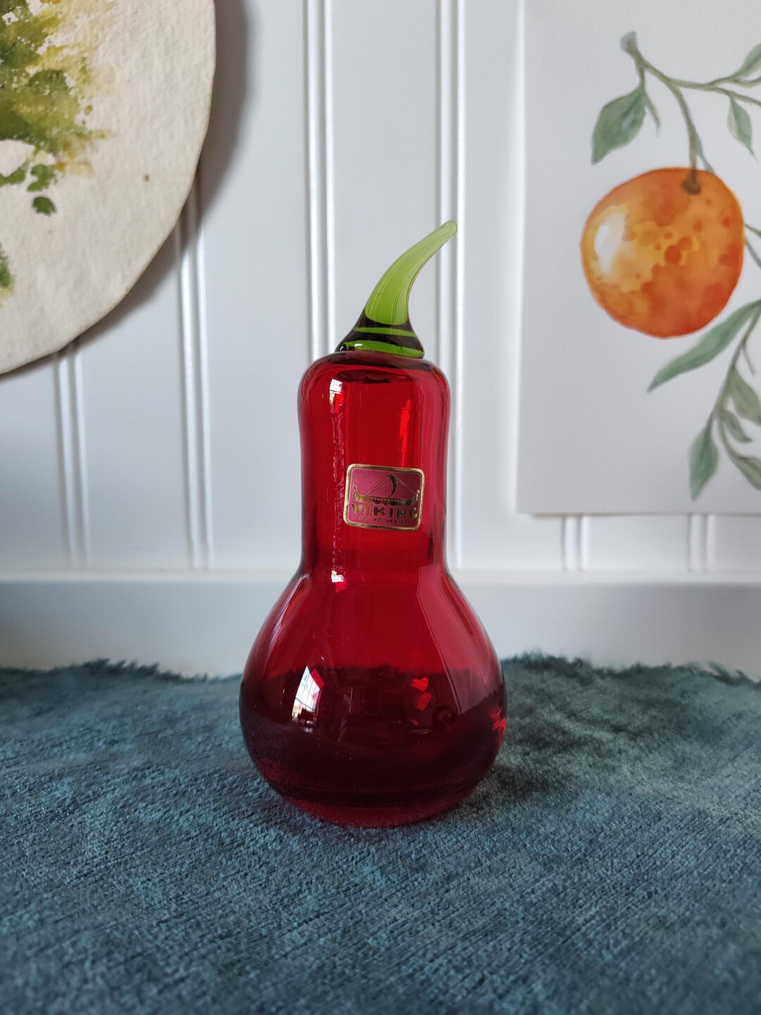 Vintage Viking Ruby Red Glass Pear - Etsy