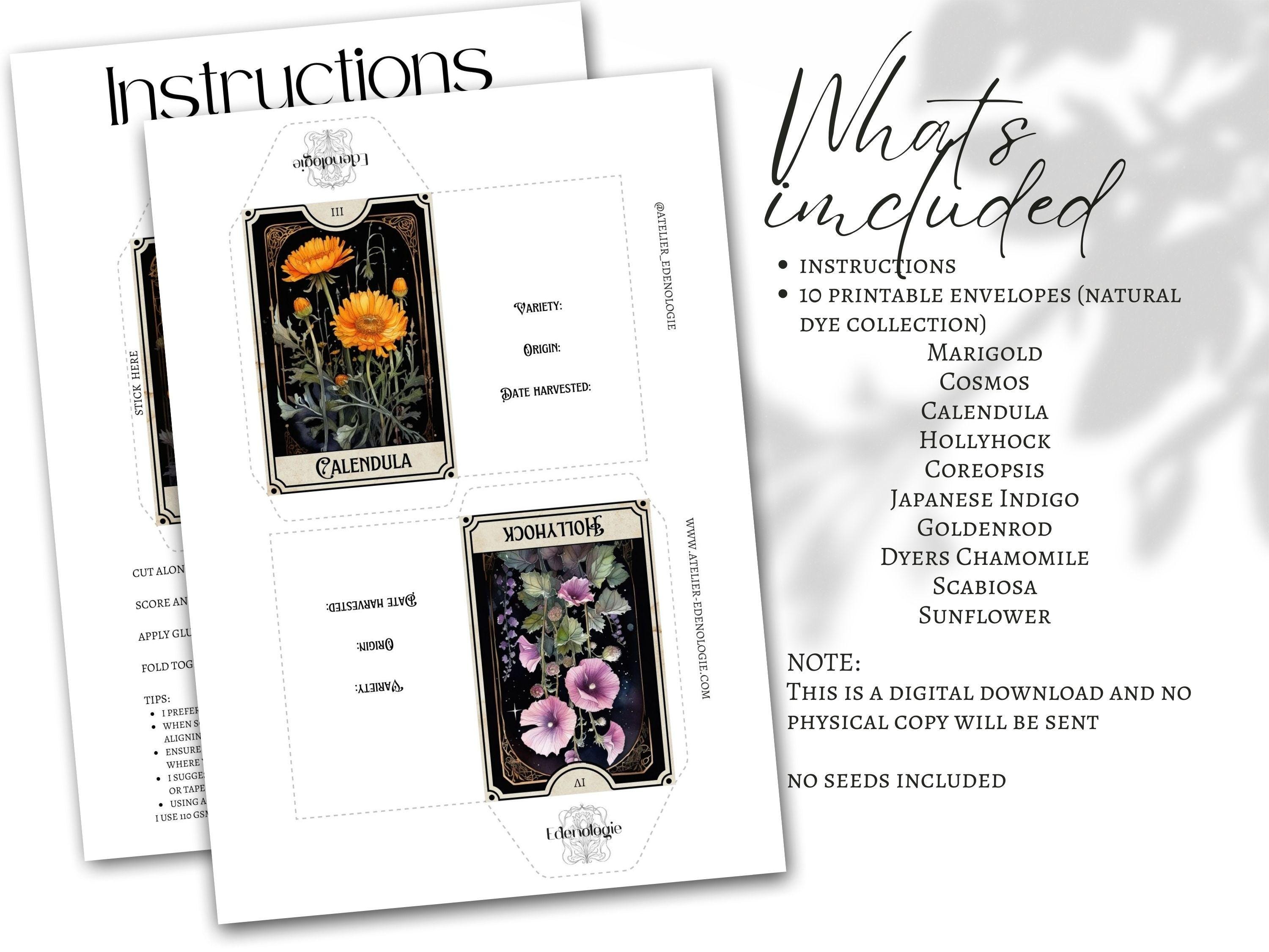 10 Printable Seed Packet Templates, Natural Dye Collection / Printable ...