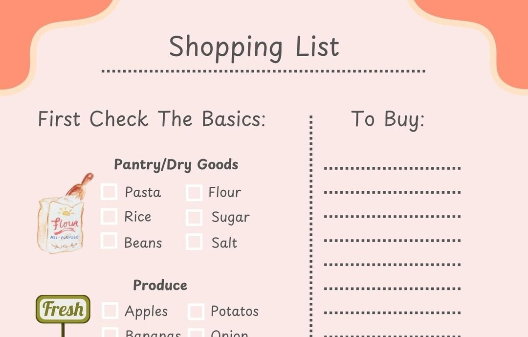 Printable Shopping List, Grocery List, Shopping Checklist, Pantry ...